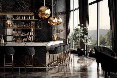 Stylish Urban Bar Setting Premium AI Generated Image