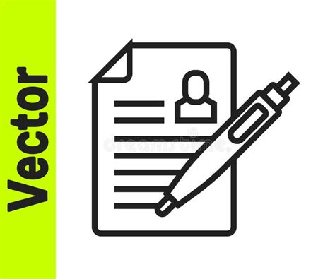 Black Line Resume Icon Isolated On White Background Cv Application Searching Professional