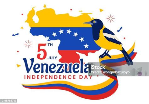 행복 베네수엘라 독립 기념일 벡터 일러스트 레이 션 에 5 7 월 깃발 풍선 및 색종이 에서 기념 휴일 평면 만화 배경 7월에 대한 스톡 벡터 아트 및 기타 이미지 Istock