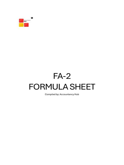 Fa2 Formula Sheet Pdf