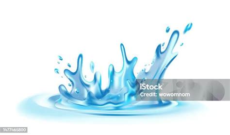 흰색 배경에 물이 튀는 벡터 그림 물방울이 있는 푸른 물이 튀는 3d 스타일 디자인 0명에 대한 스톡 벡터 아트 및 기타 이미지