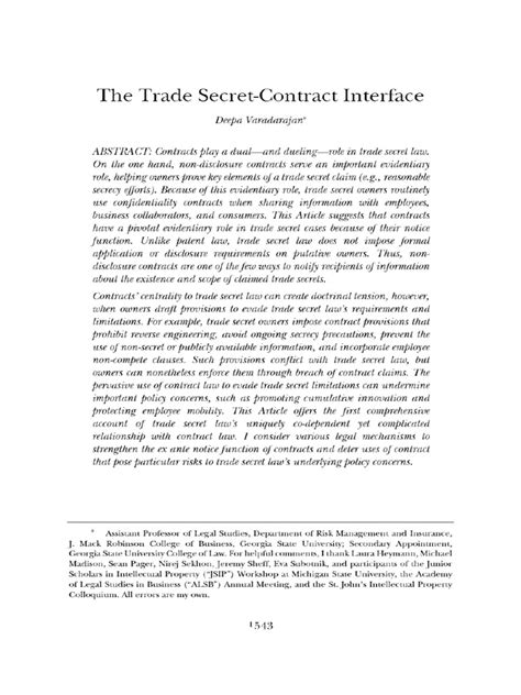 The Trade Secret Contract Interface Pdf