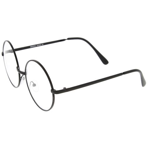 Retro Lennon Style Mid Size Metal Frame Clear Lens Round Glasses 51mm