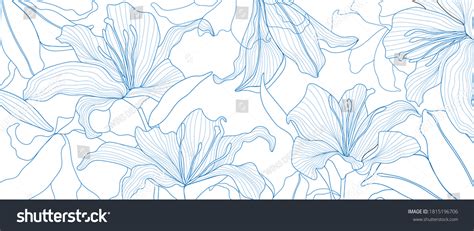 Luxury Floral Line Art Wallpaper Vector Stock Vector Royalty Free