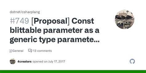 Proposal Const Blittable Parameter As A Generic Type Parameter