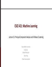 Module 6 Lecture 15 Dimension Reduction Pdf CSCE 421 Machine