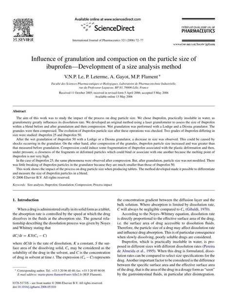 Pdf Influence Of Granulation And Compaction On The Particle Size Of