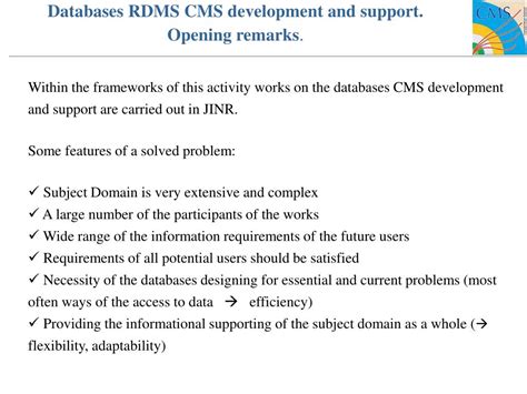 PPT RDMS CMS DataBases Current Status Development And Plans PowerPoint Presentation ID