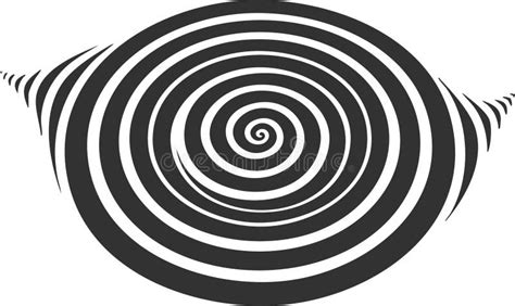 Black And White Hypnotic Spiral Optical Illusion Design With Concentric Circles Stock