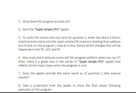 Solved 1 Translate The Following Super Simple Cpu Machine
