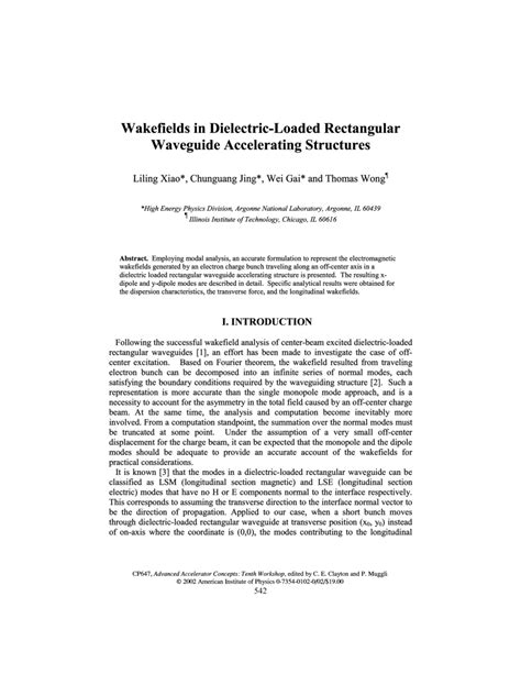 Pdf Wakefields In Dielectric Loaded Rectangular Waveguide