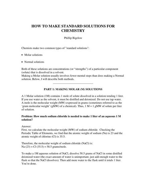 Pdf Making The Molar And Normal Solution For Chemical Laboratory Dokumen Tips