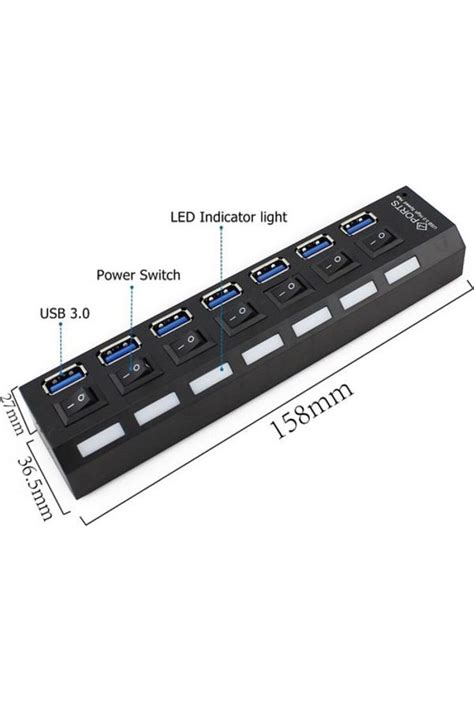 Kenly 7 Port Usb 3 0 Multiplexer Hub With Keys On Off Trendyol