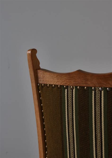 Henning Kjærnulf Set Of Dining Chairs In Oak And Olmerdug Wool Fabric
