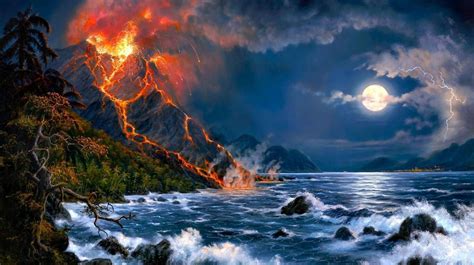 Извержение вулкана · 1366x768 бесплатная фотография от Ya1702480368002