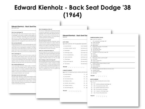 Edward Kienholz Back Seat Dodge 38 1964 Teaching Resources