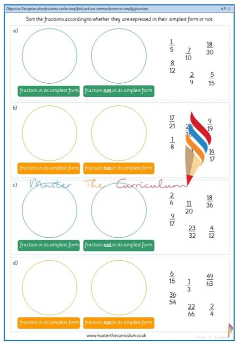 Recognise When Fractions Can Be Simplified And Use Common Factors To