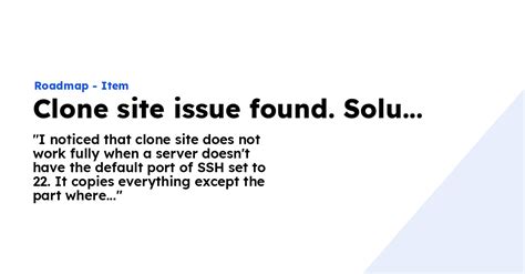 Clone Site Issue Found Solution Requested Ploi Roadmap