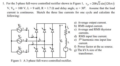 Solved For The 3 Phase Full Wave Controlled Rectifier Shown Chegg