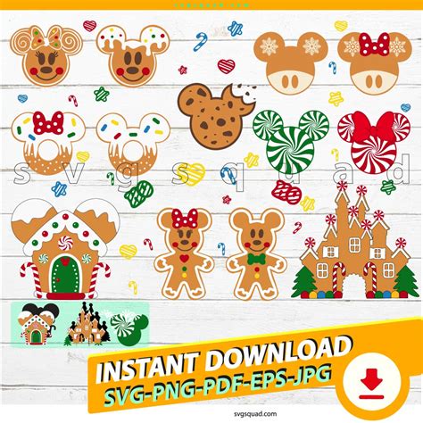 Gingerbread Coockie Mickey Svg Png Christmas Mouse Head Mickey Candy Svg