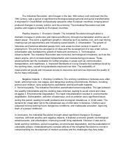 Impacts Of The Industrial Revolution In Europe Advancements And