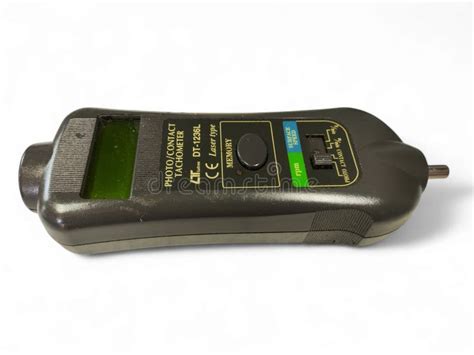 Portable Digital Tachometer For Measuring Rpm In White Background