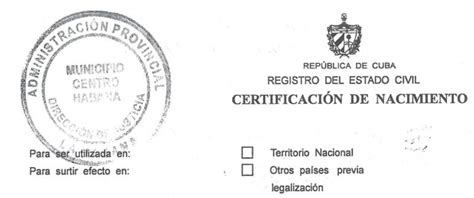Cuban Birth Certificate Cuba Visa Services