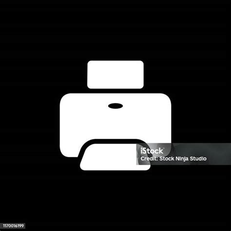 검은 색 배경에 프린터 아이콘입니다 검정 평면 스타일 벡터 일러스트 개념에 대한 스톡 벡터 아트 및 기타 이미지 개념 검은
