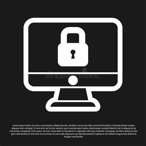 Black Lock On Computer Monitor Screen Icon Isolated On Black Background Security Safety