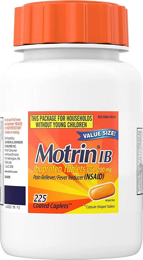 Motrin IB Ibuprofen 200mg Tablets For Fever Muscle Aches Headache