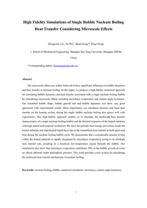 Pdf High Fidelity Simulations Of Single Bubble Nucleate Boiling Heat