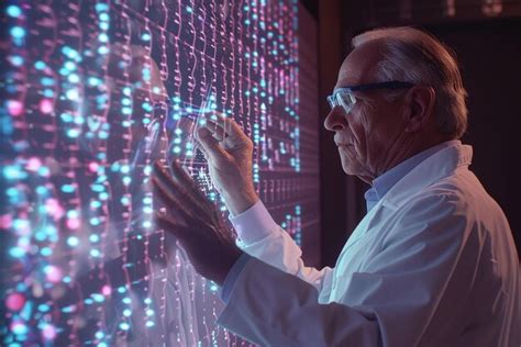 Scientist Examining Digital Display Premium Ai Generated Image