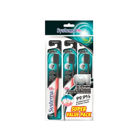 Systema Tooth Brush Silver Charcoal 3s Shopee Malaysia
