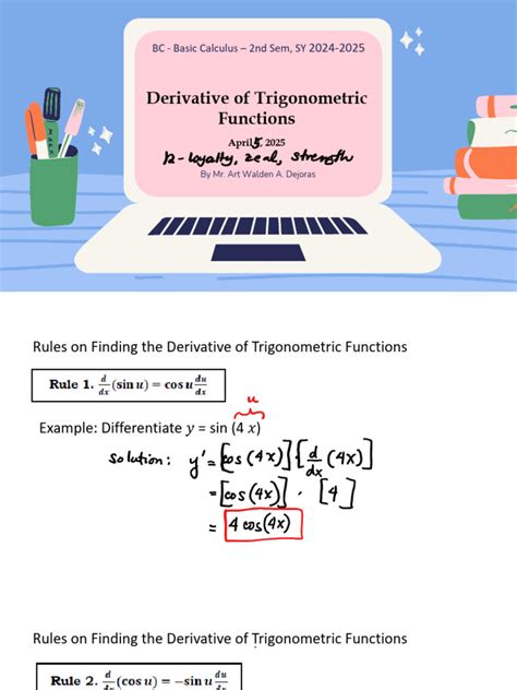 13 Derivative Of Trigonometric Functions 250405 220424 Pdf