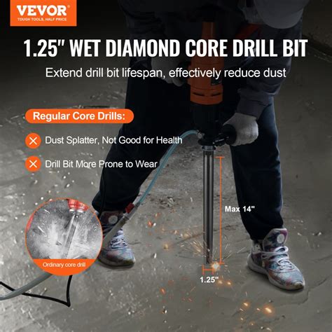 Vevor Core Drill Bit 1 1 4 Wet Diamond Core Drill Bits 14 Drilling Depth Concrete Core Drill