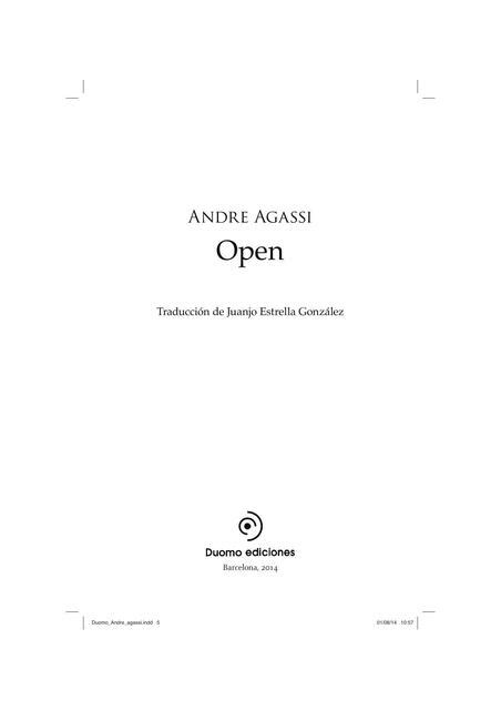 Libro Andre Agassi Pedro Ochoa Udocz