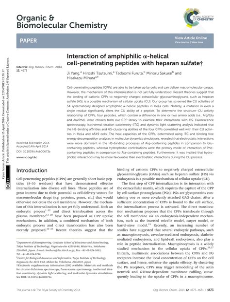 Pdf Interaction Of Amphiphilic α Helical Cell Penetrating Peptides