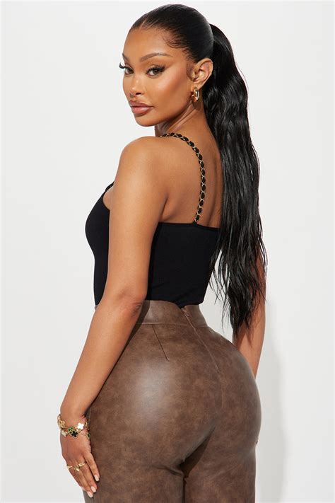 Genesis Chain Strap Bodysuit Black Fashion Nova