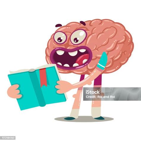 卡通大腦正在看書在白色背景上隔離的內部器官的向量特徵頭腦風暴插圖向量圖形及更多人圖片 人 人的臉部 人的頭部 Istock