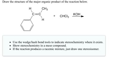 Solved Draw The Structure Of The Major Organic Product Of The Reaction