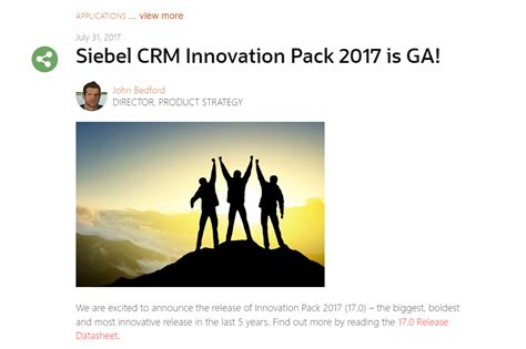 5 Years After Siebel Crm Innovation Pack 2017 The Siebel Hub