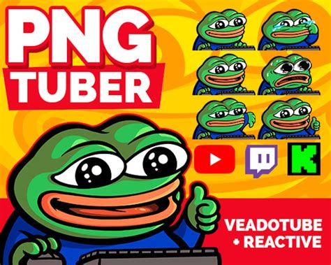 Pngtuber Cute Pepe Frog Character With 6 Expressions Animated Veadotube Model And Discord