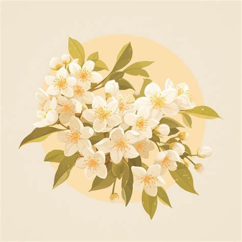 Premium Vector Jasmine Flowers In Traditional Art