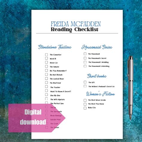 Printable List Of Freida Mcfadden Books Free Printable Template