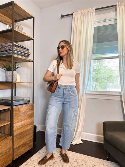 Outfit With Barrel Leg Jeans And Penny Loafers Michelle Tomczak Blog