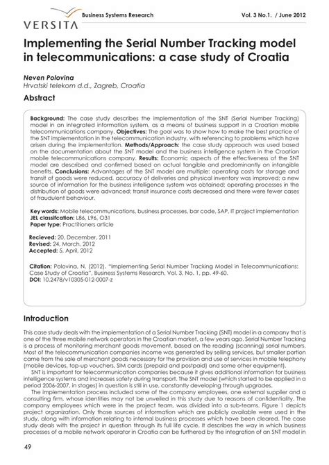 PDF Implementing The Serial Number Tracking Model In DOKUMEN TIPS