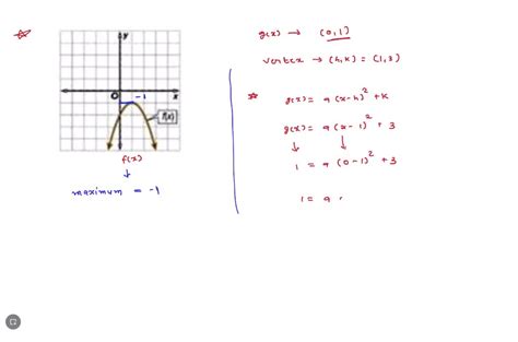 Solved Compare The Graph Of Flx To A Quadratic Function Glx With V Intercept Of And Vertex