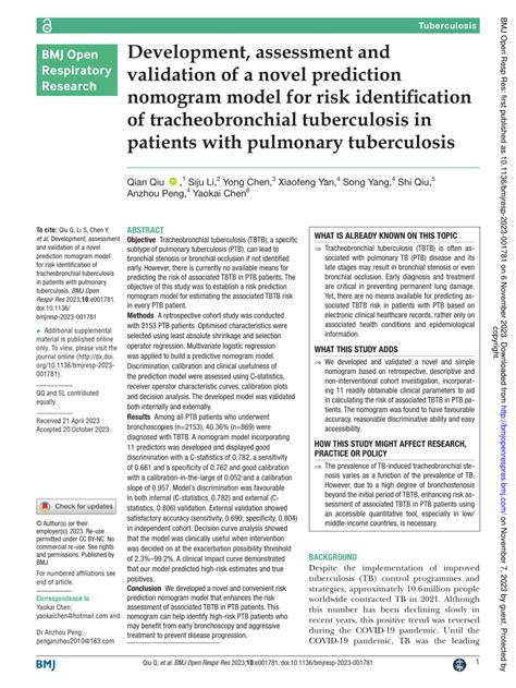 Pdf Development Assessment And Validation Of A Novel Prediction