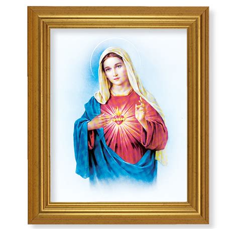 Immaculate Heart Of Mary Picture Framed Wall Art Decor Large Antique