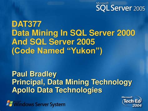 Ppt Dat377 Data Mining In Sql Server 2000 And Sql Server 2005 Code